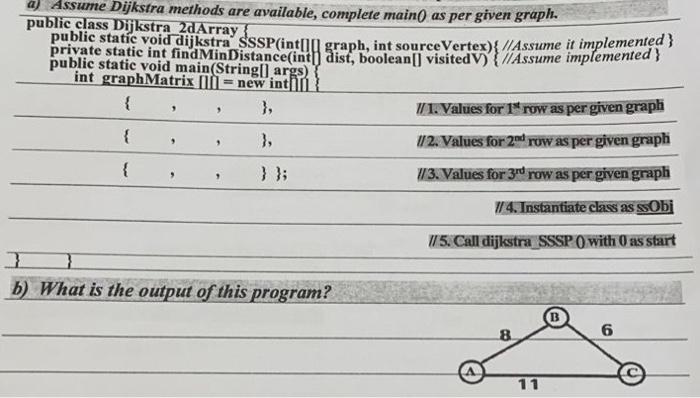 Solved A Assume Dijkstra Methods Are Available Complete