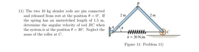 Solved 11) The two 10 kg slender rods are pin connected and | Chegg.com