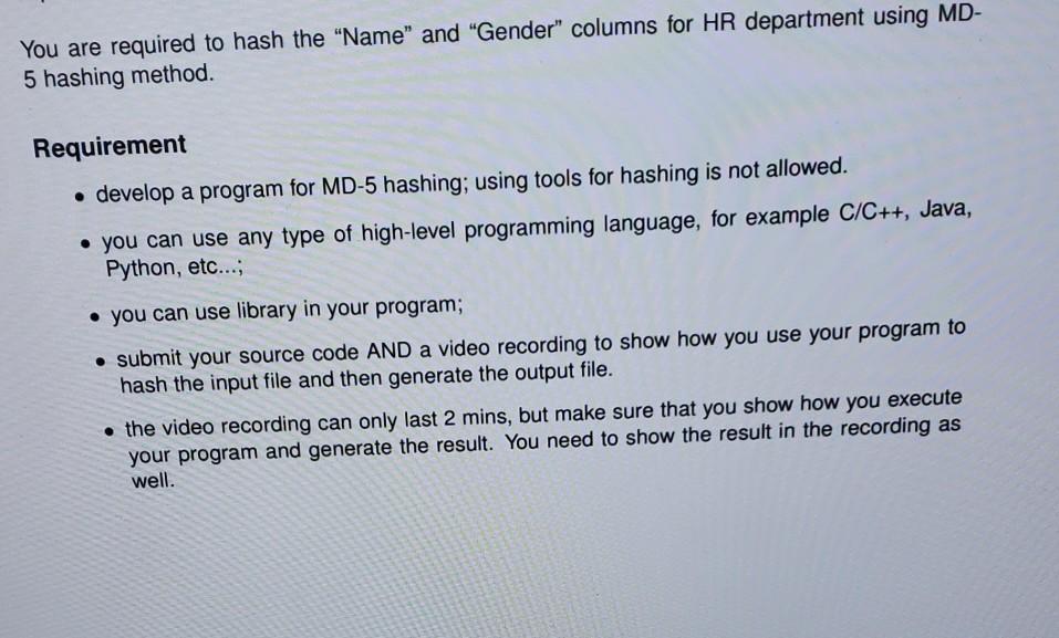 Solved Scenario Given a csv file which contains people | Chegg.com