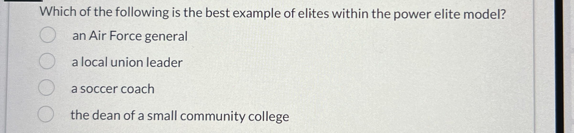 Solved Which of the following is the best example of elites | Chegg.com