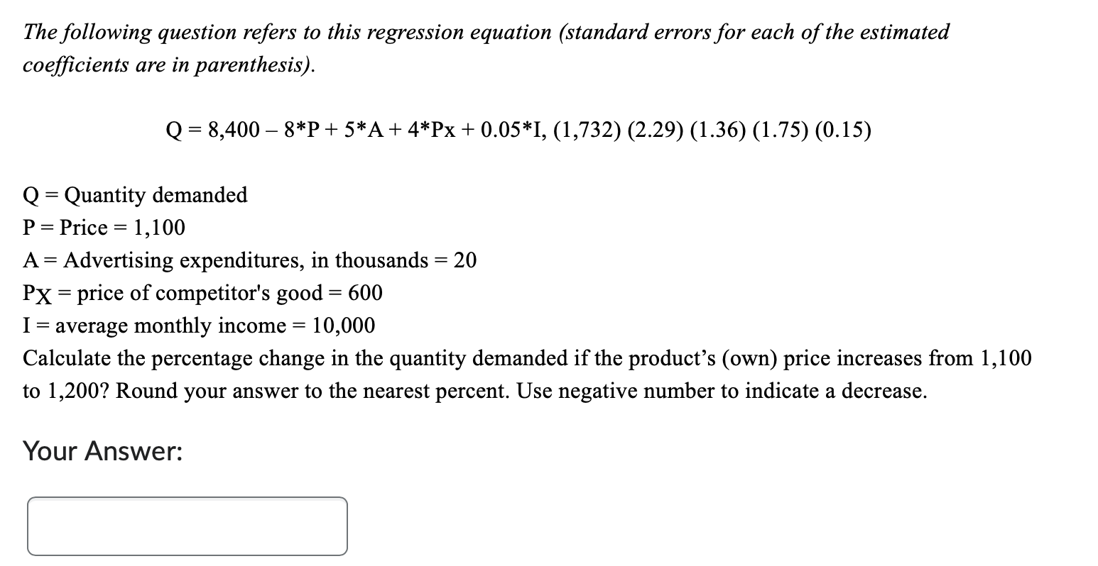 Solved The following question refers to this regression | Chegg.com