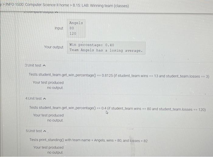Solved Complete the Team class implementation. For the | Chegg.com
