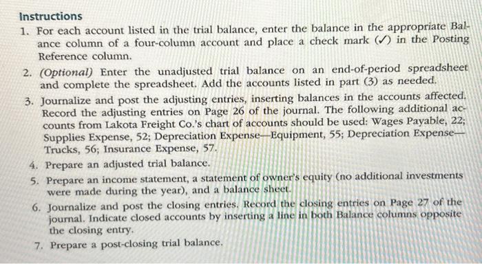Solved Instructions 1. For each account listed in the trial | Chegg.com