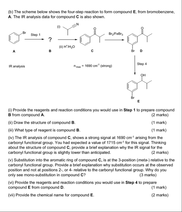 (b) ﻿The scheme below shows the four-step reaction to | Chegg.com