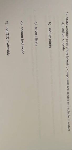 State whether each of the following compounds are | Chegg.com