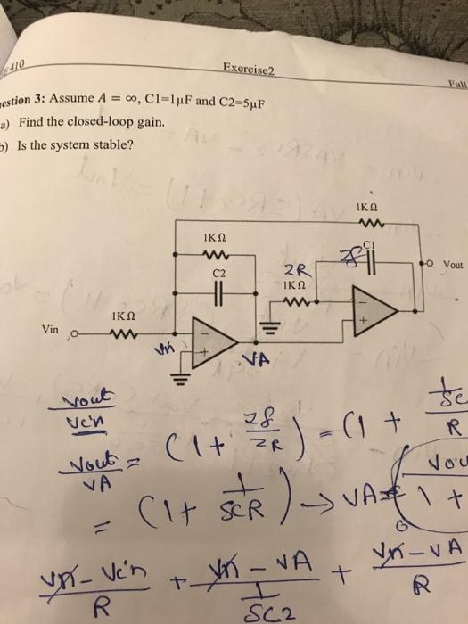 Solved Exercise mestion 3: Assume A = 0, C1=1uF and C2=5uF | Chegg.com