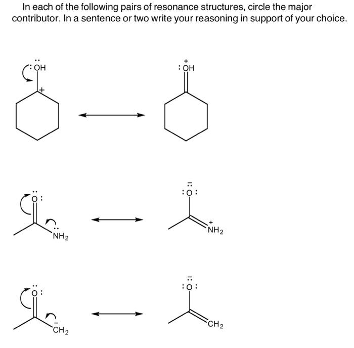 Solved In each of the following pairs of resonance | Chegg.com