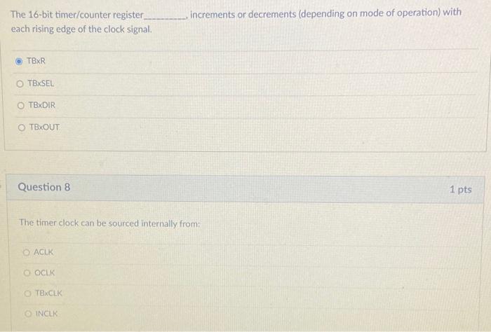 Solved The 16-bit timer/counter register each rising edge of | Chegg.com