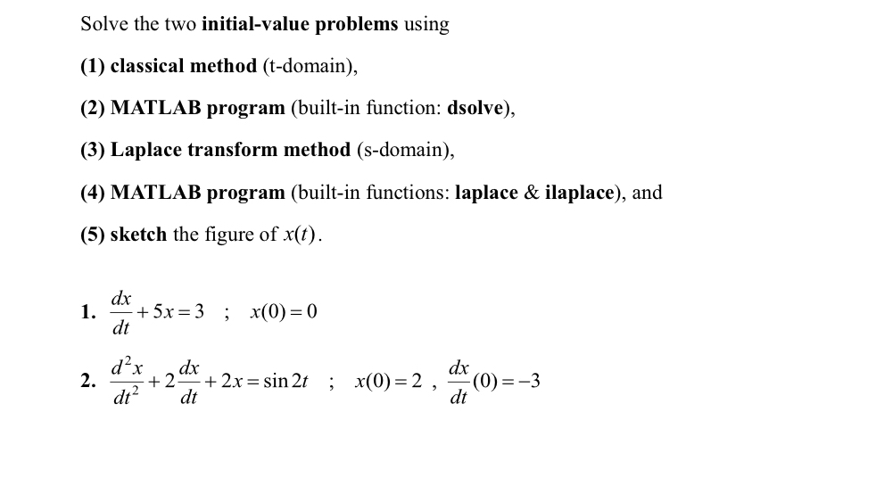 Solved Solve the two initial-value problems using(1) | Chegg.com