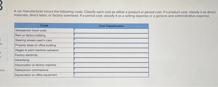 Solved A car manufacturer incurs the following costs. | Chegg.com Solved A car manufacturer incurs the following costs. | Chegg.com