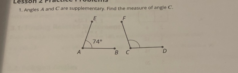 Solved Angles A and C ﻿are supplementary. Find the measure | Chegg.com