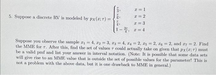 Solved 5. Suppose a discrete RV is modeled by | Chegg.com