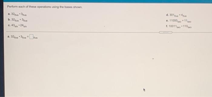Solved Perform each of these operations using the bases | Chegg.com