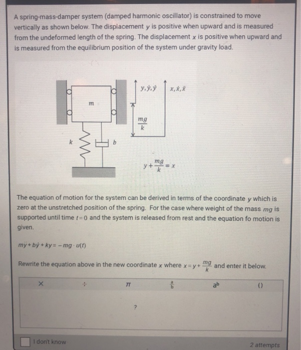 Solved A spring-mass-damper system (damped harmonic | Chegg.com