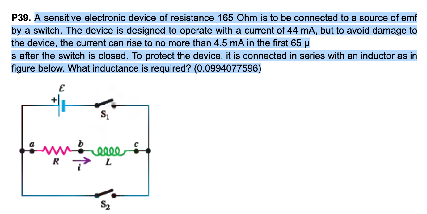 Solved A sensitive electronic device of resistance 165 ﻿Ohm | Chegg.com
