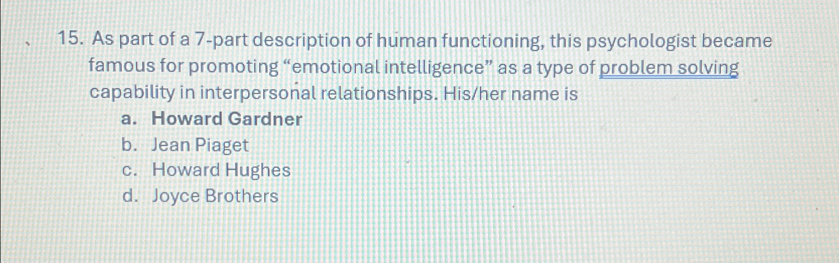 Solved As part of a 7-part description of human functioning, | Chegg.com