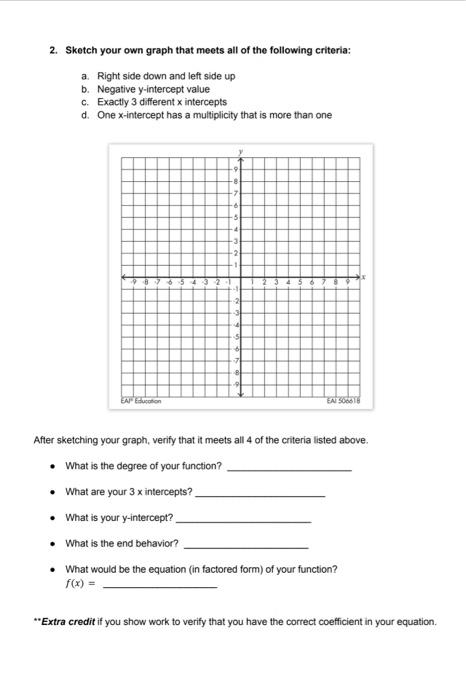 Solved 2. Sketch your own graph that meets all of the | Chegg.com
