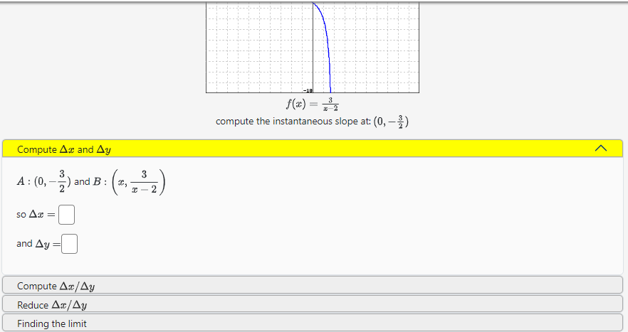 Solved Compute Δx ﻿and ΔyA:(0,-32) ﻿and B:(x,3x-2)so Δx=and | Chegg.com