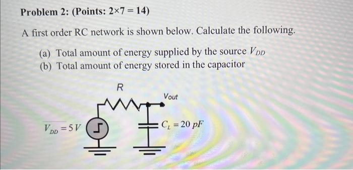 Solved Problem 2: (Points: 2×7= 14) A first order RC network | Chegg.com