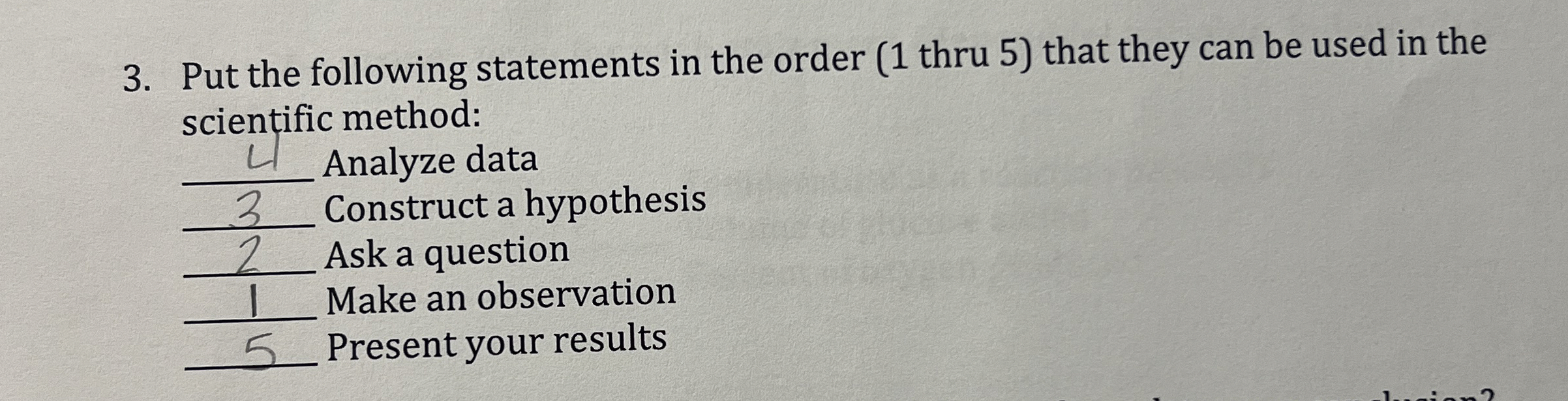Put the following statements in the order (1 ﻿thru 5) | Chegg.com