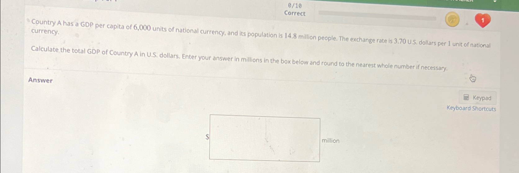 Solved 010CorrectCountry A has a GDP per capita of 6,000 | Chegg.com