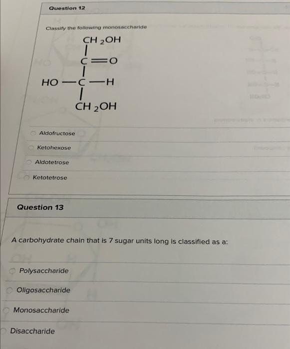Solved Classify the following monosaccharide Aldofructose | Chegg.com