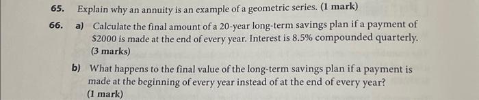 Solved 65. Explain why an annuity is an example of a | Chegg.com