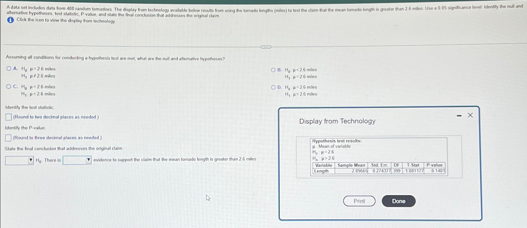 Solved alternative hypotheses, test statistic, P-value, and | Chegg.com