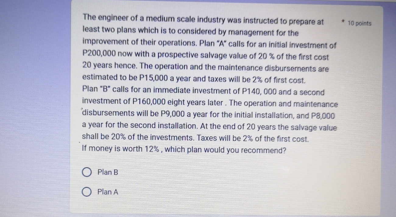 Solved The engineer of a medium scale industry was | Chegg.com