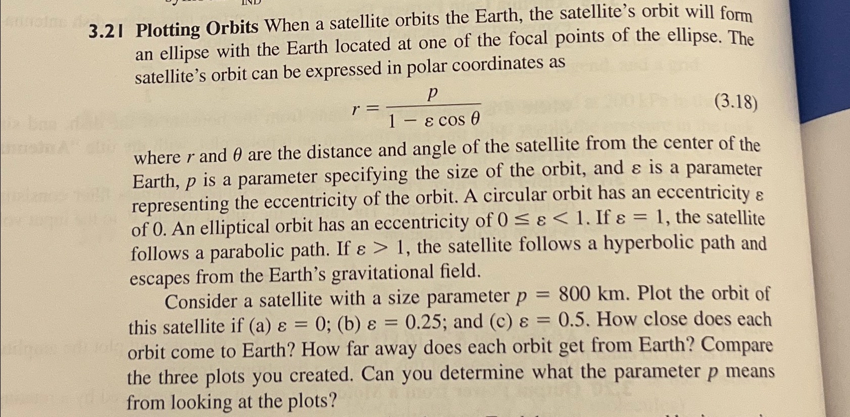 Solved 3.2I Plotting Orbits When a satellite orbits the | Chegg.com