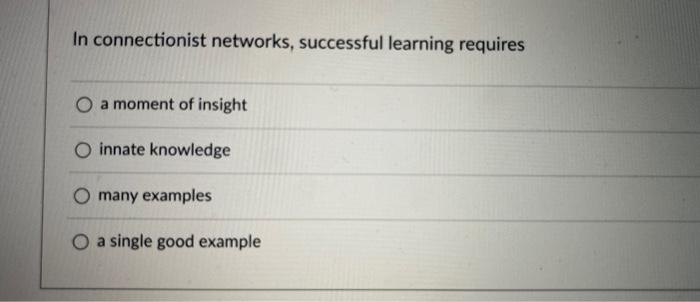 Solved In connectionist networks, successful learning | Chegg.com