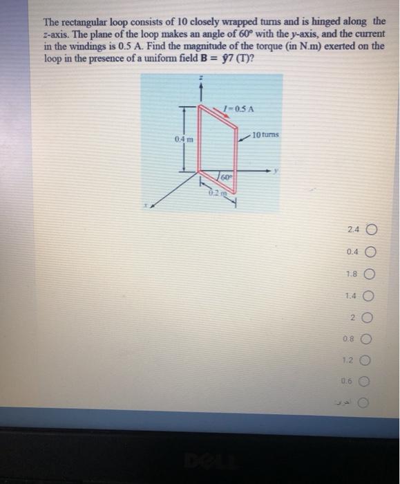 Solved The rectangular loop consists of 10 closely wrapped | Chegg.com
