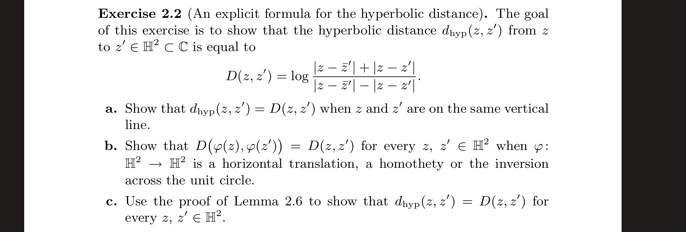 Solved Exercise 2.2 (An explicit formula for the hyperbolic | Chegg.com