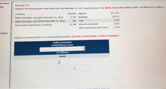 Solved SOURCES Exercise 2-3 cial Suppose the following items | Chegg.com
