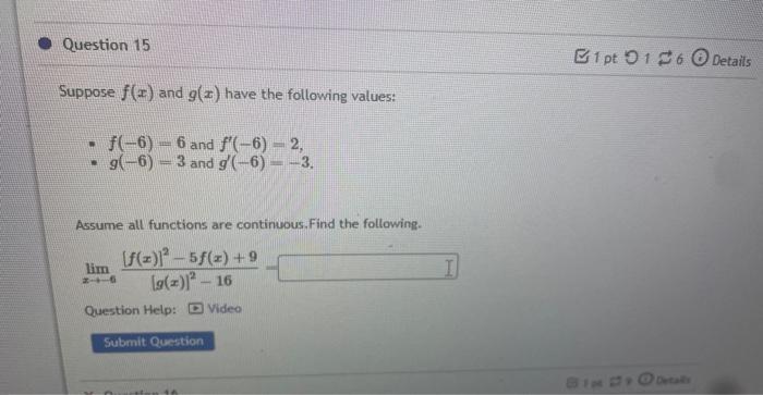 Solved Suppose f(x) and g(x) have the following values: - | Chegg.com