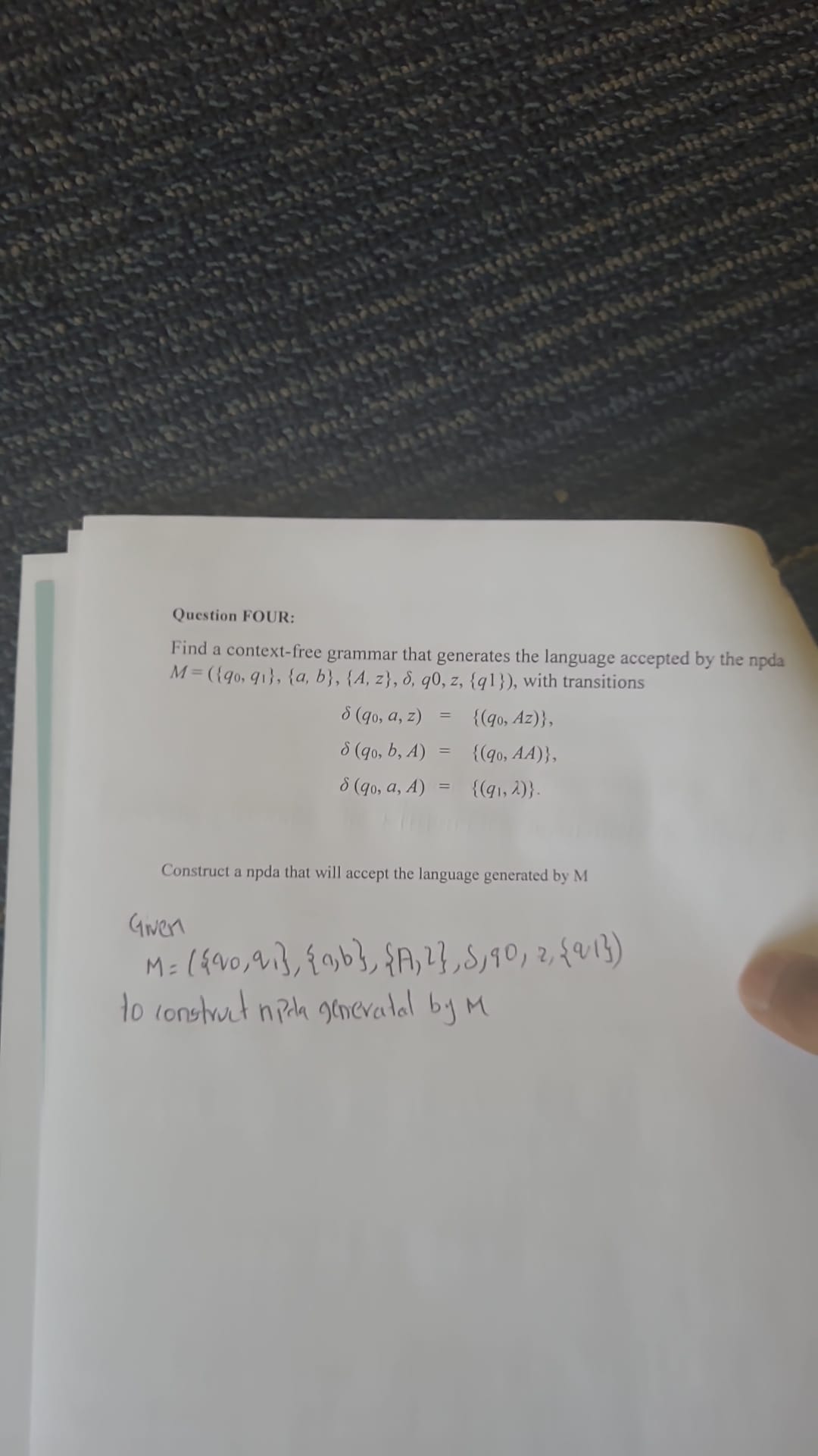 Solved Question FOUR:Find a context-free grammar that | Chegg.com