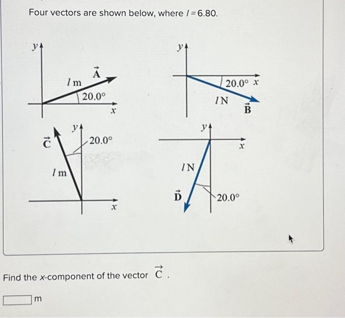 Solved Four vectors are shown below, where I=6.80. Find the | Chegg.com