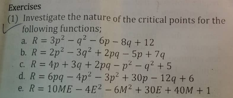 Solved Exercises(1) ﻿Investigate the nature of the critical | Chegg.com