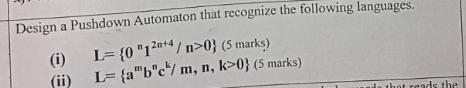 Solved Design a Pushdown Automaton that recognize the | Chegg.com
