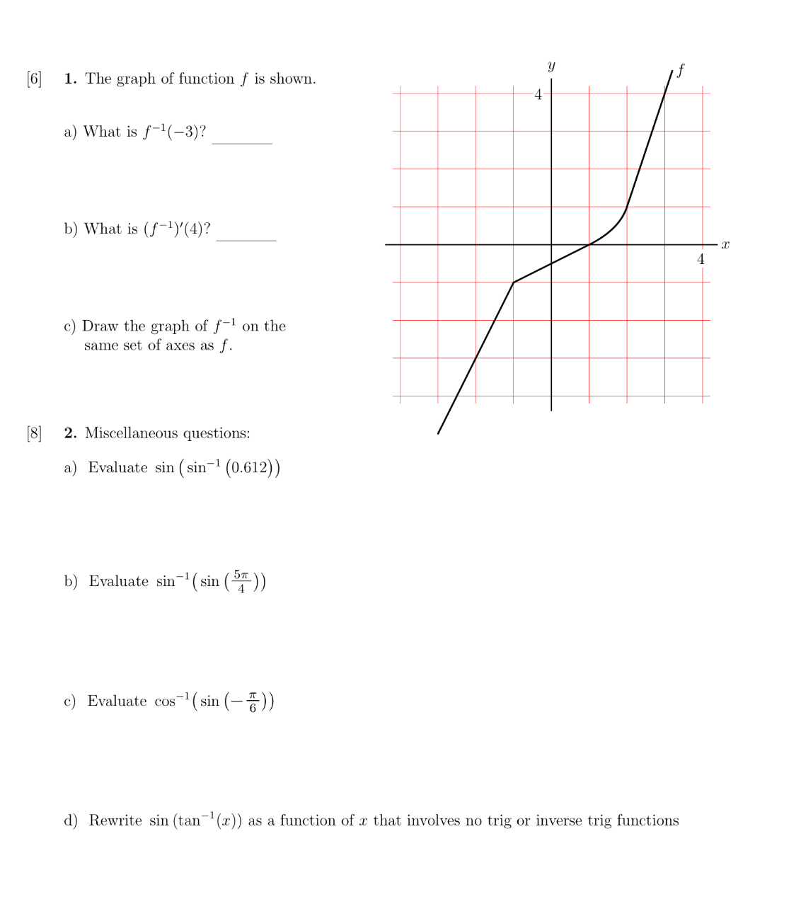 [6] 1. ﻿The graph of function f ﻿is shown.a) ﻿What is | Chegg.com