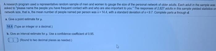 Solved A research program used a representative random | Chegg.com
