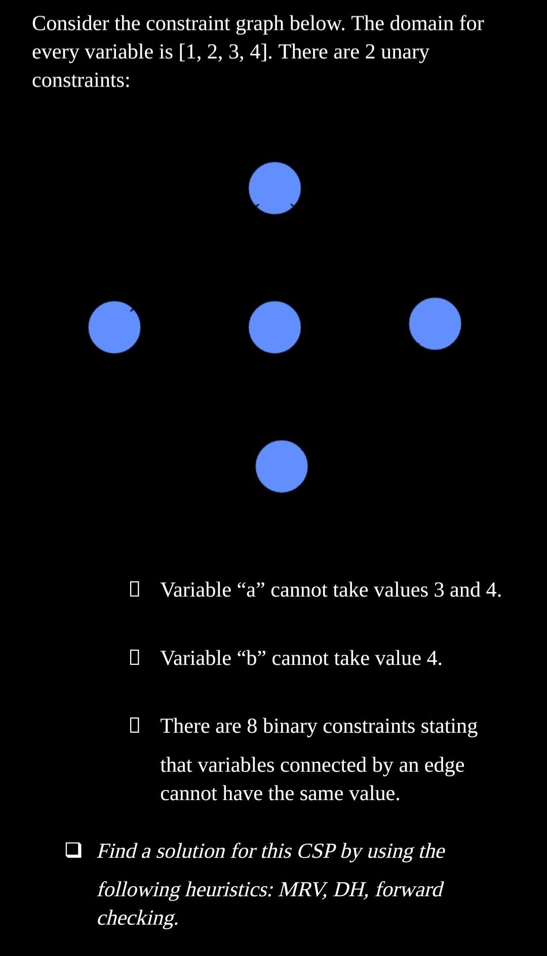 Consider the constraint graph below. The domain for | Chegg.com