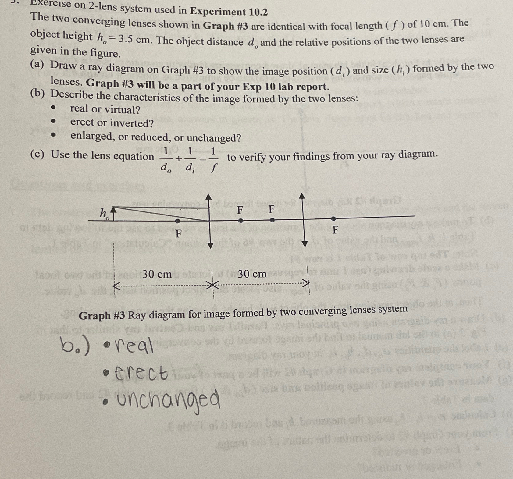 Solved Exercise on 2-lens system used in Experiment 10.2The | Chegg.com