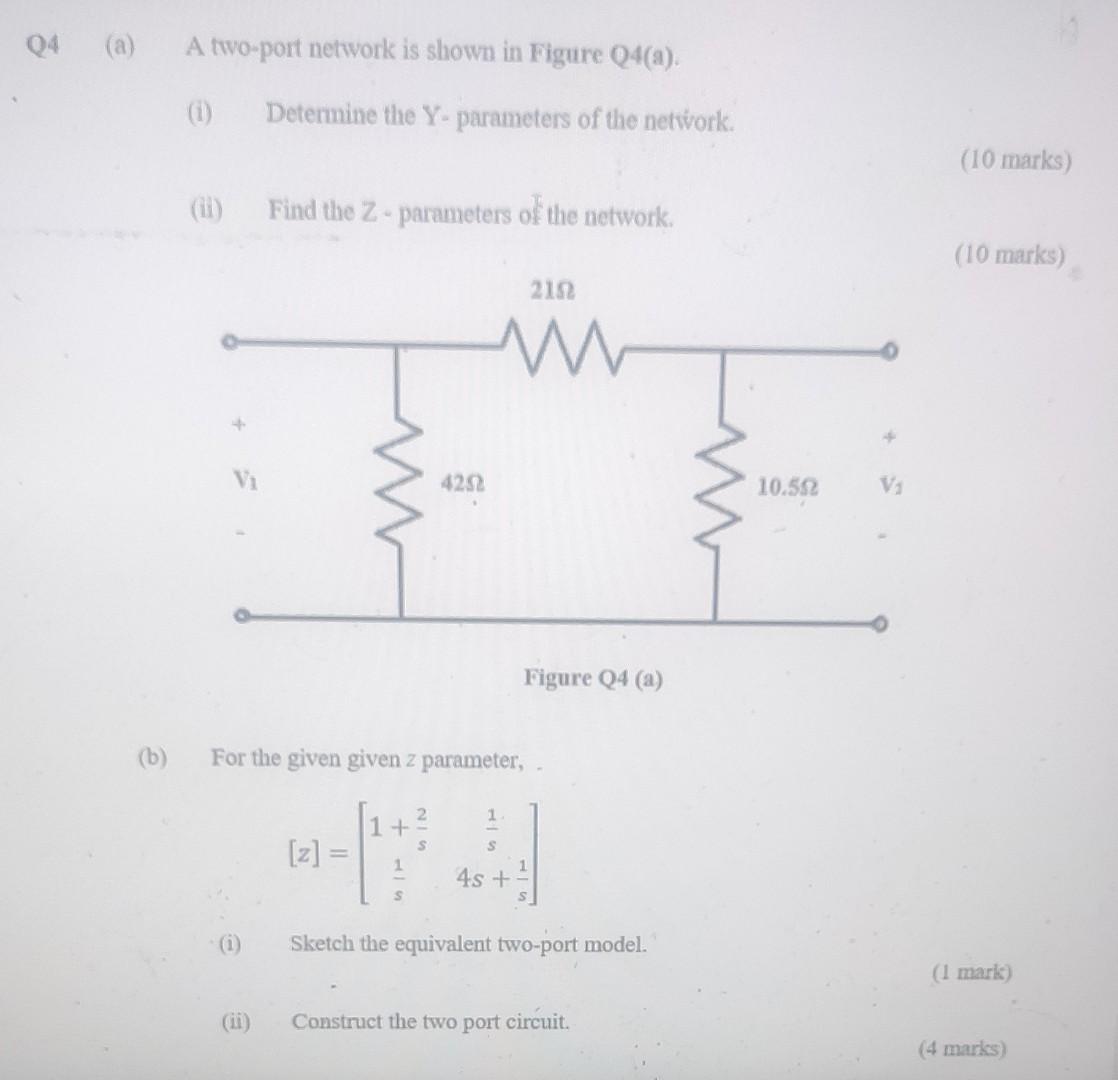 Solved 04 (a) A two-port network is shown in Figure 04(a). | Chegg.com