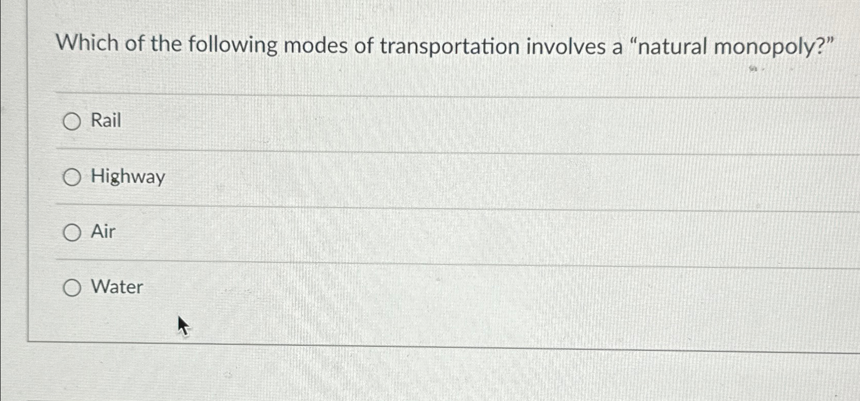 Solved Which of the following modes of transportation | Chegg.com