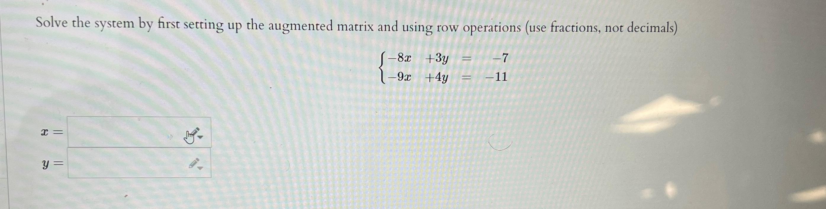 Solved Solve the system by first setting up the augmented | Chegg.com