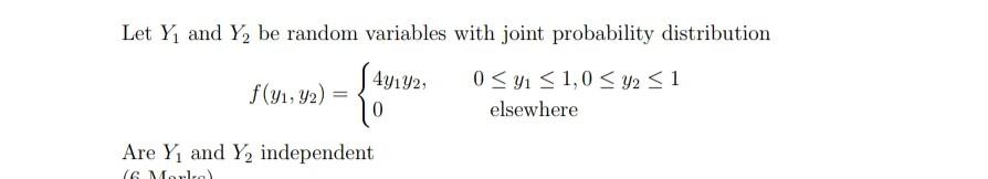 Solved Let Y1 and Y2 be random variables with joint | Chegg.com