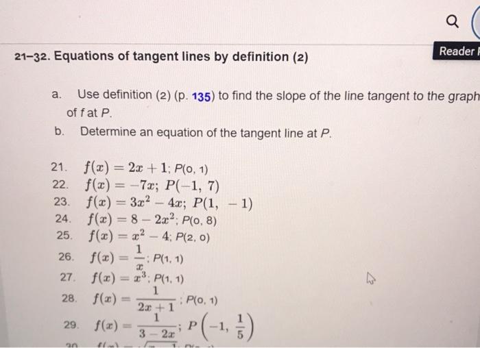 1−32. Equations of tangent lines by definition (2) a. | Chegg.com