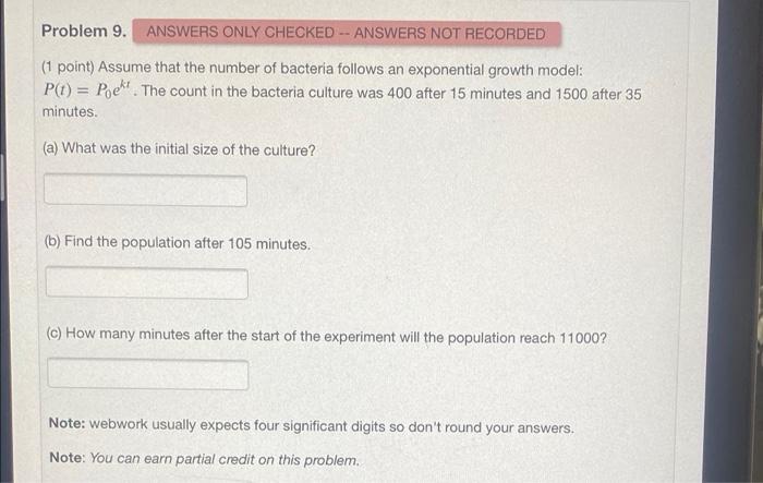Solved Problem 9. ANSWERS ONLY CHECKED - ANSWERS NOT | Chegg.com