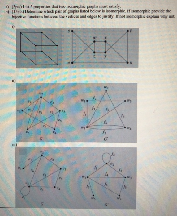 Solved a) (5pts) List 5 properties that two isomorphic | Chegg.com